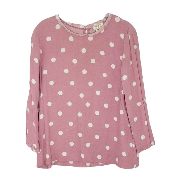 kate spade | Tops | Kate Spade Pink And White Polka Dot Ruffle 34 ...
